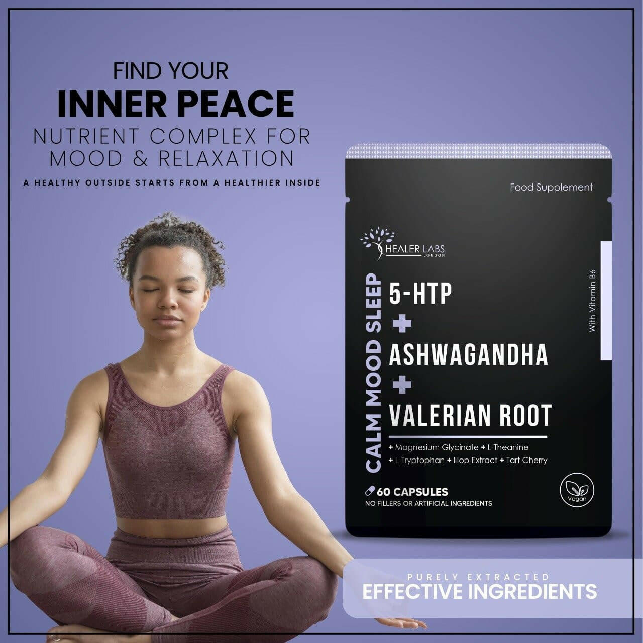 Mood + Sleep Support Complex - 60 Capsules Healer Labs London UK