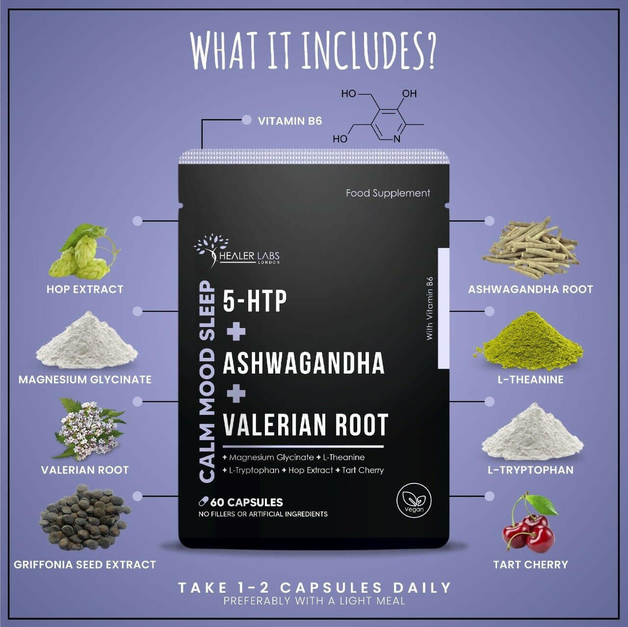 Mood + Sleep Support Complex - 60 Capsules Healer Labs London UK