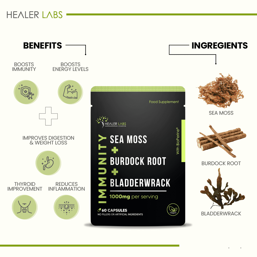 Sea Moss, Bladderwrack and Burdock Root Healer Labs London UK